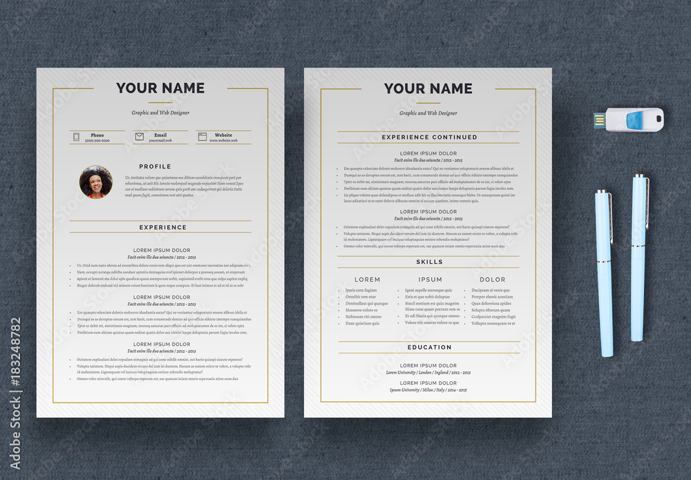 Linear Resume Layout Stock Template | Adobe Stock