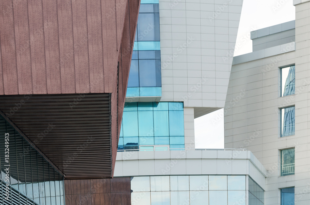 Details of modern city architecture - the intersection of buildings of ...