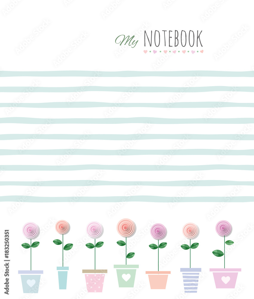 Cute template for notebook cover for girls. Stock Vector | Adobe Stock