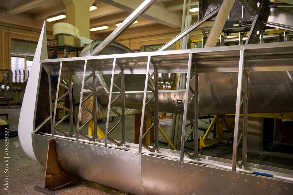 Airplane wing frame. Steel part, aircraft production. History of ...