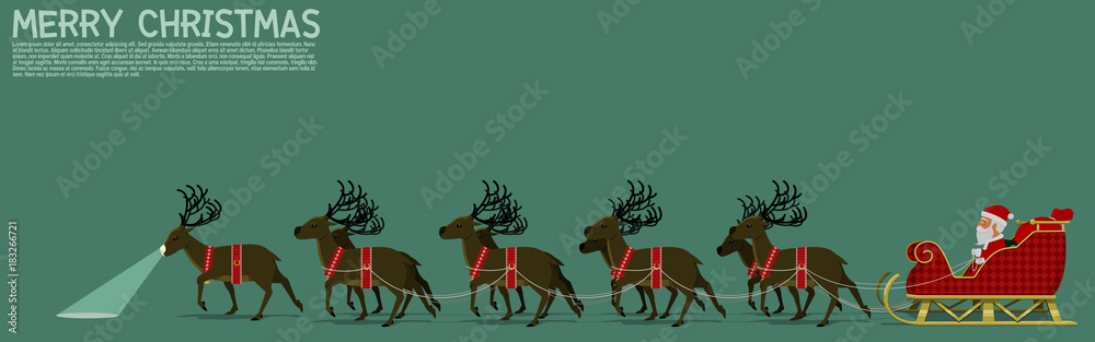 Isolate Santa's sleigh with nine reindeer on transparent background ...