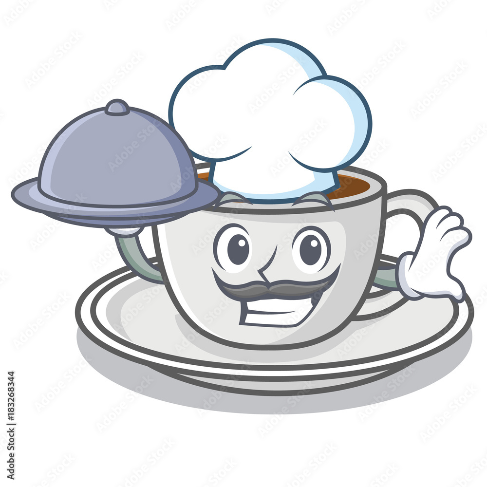 Chef with food coffee character cartoon style Stock Vector | Adobe Stock