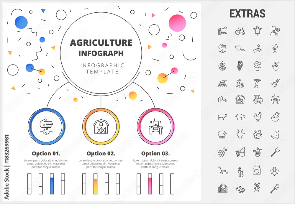 Agriculture circle infographic template, elements and icons. Infograph ...