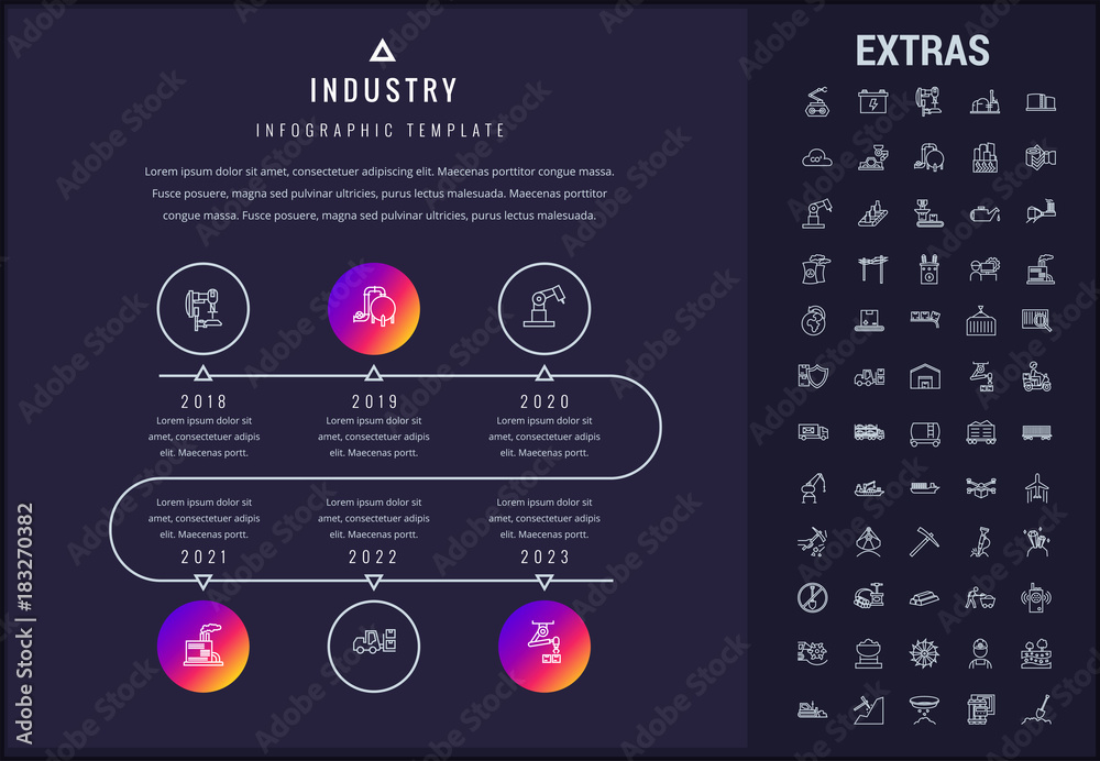 Industry timeline infographic template, elements and icons. Infograph ...