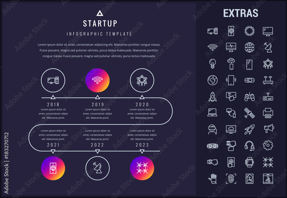 Startup timeline infographic template, elements and icons. Infograph ...