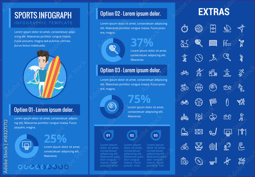 Sports infographic template, elements and icons. Infograph includes ...