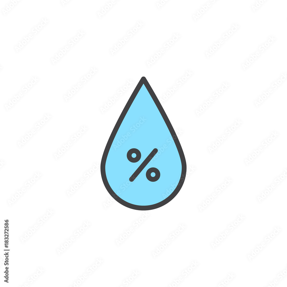 Humidity drop filled outline icon, line vector sign, linear colorful ...