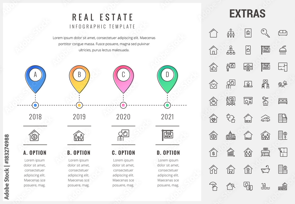 Real estate timeline infographic template, elements and icons ...