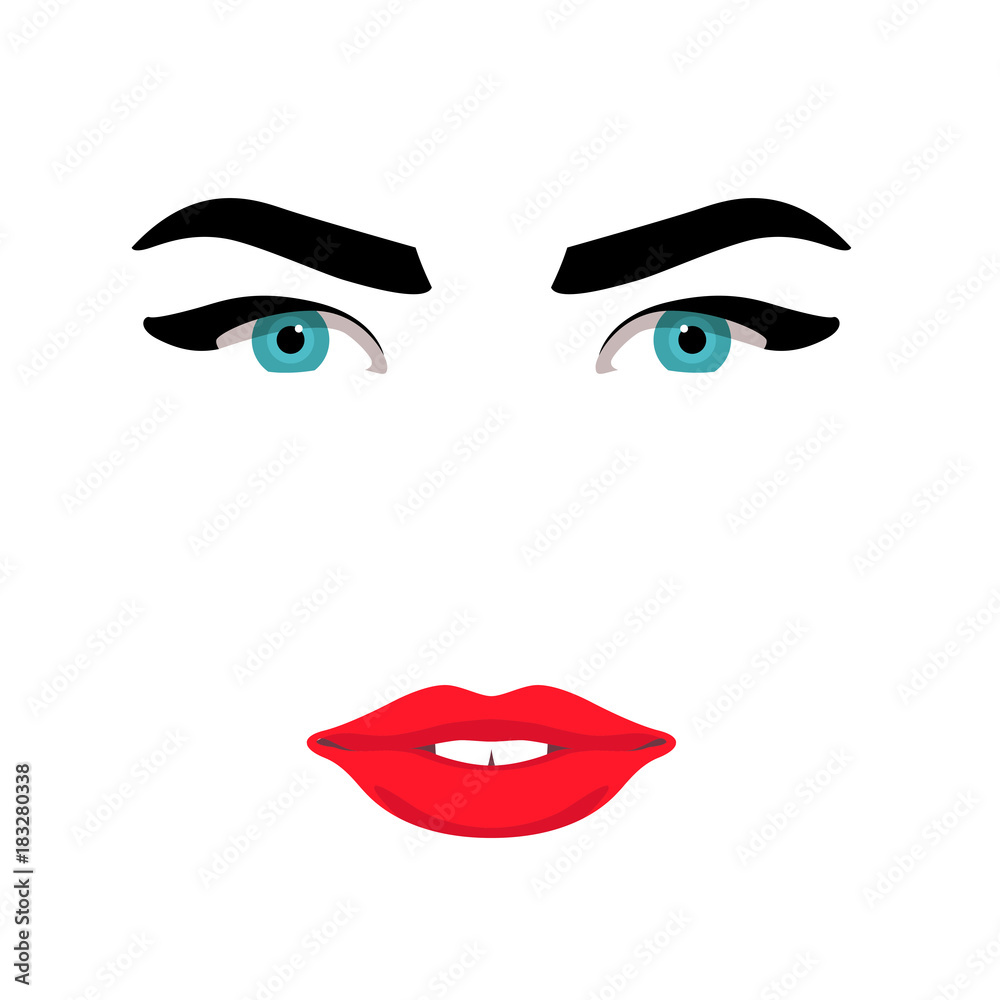 women face vector illustration flat style front Stock Vector | Adobe Stock