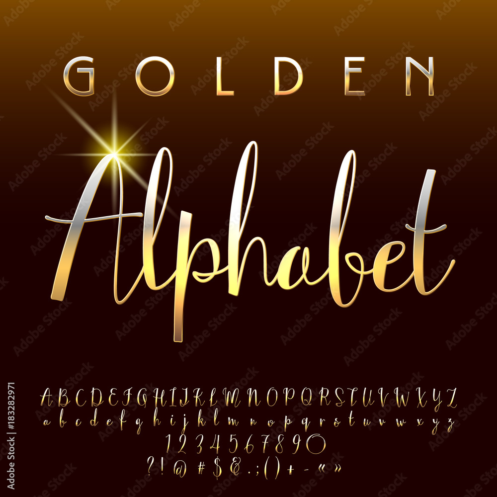 Vector luxury shiny Golden Alphabet. Set of elite beautiful Letters ...