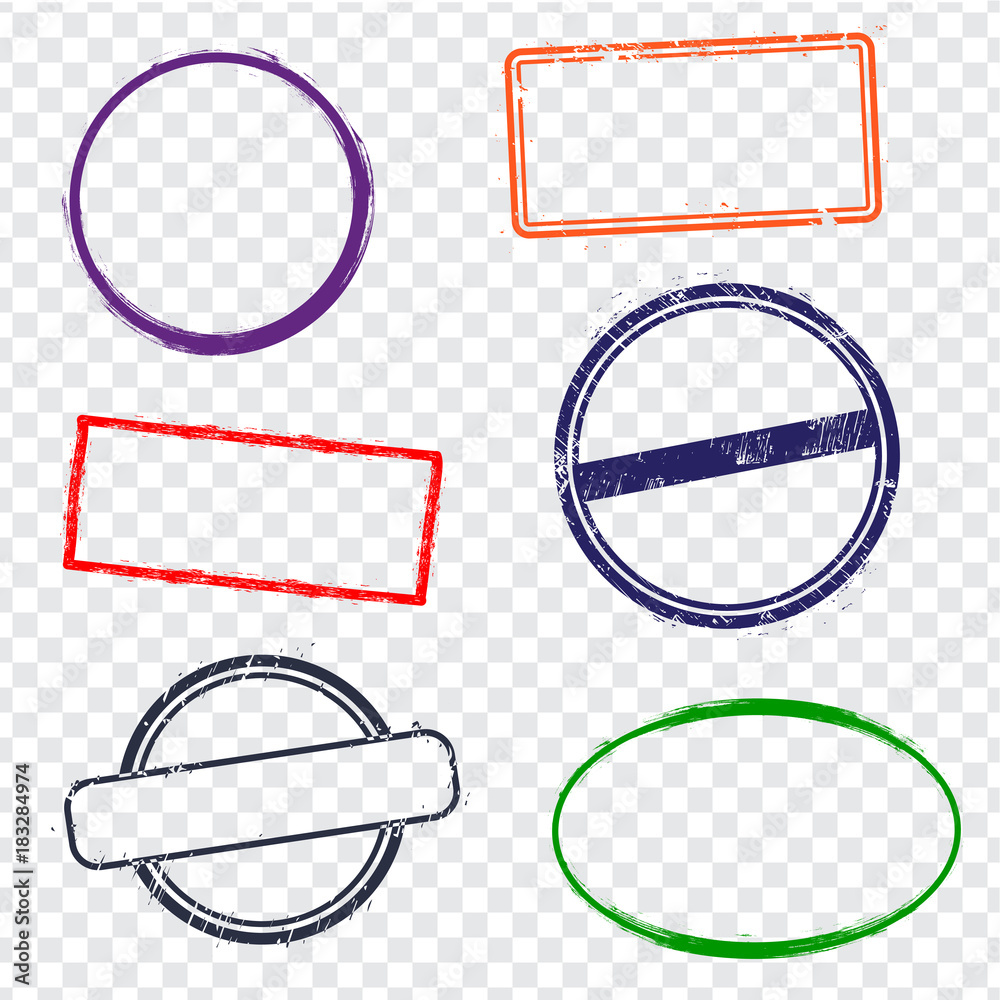 Stamps frames on transparent background. Six stamps frames with dry ...