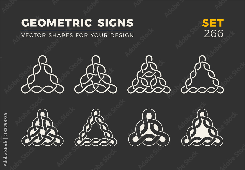 Set of eight minimalistic trendy shapes. Stylish vector logo emblems ...