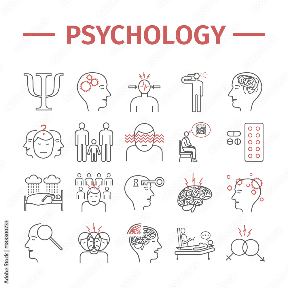 Psychology line icons set. Mental health. Infographic. Vector signs for ...