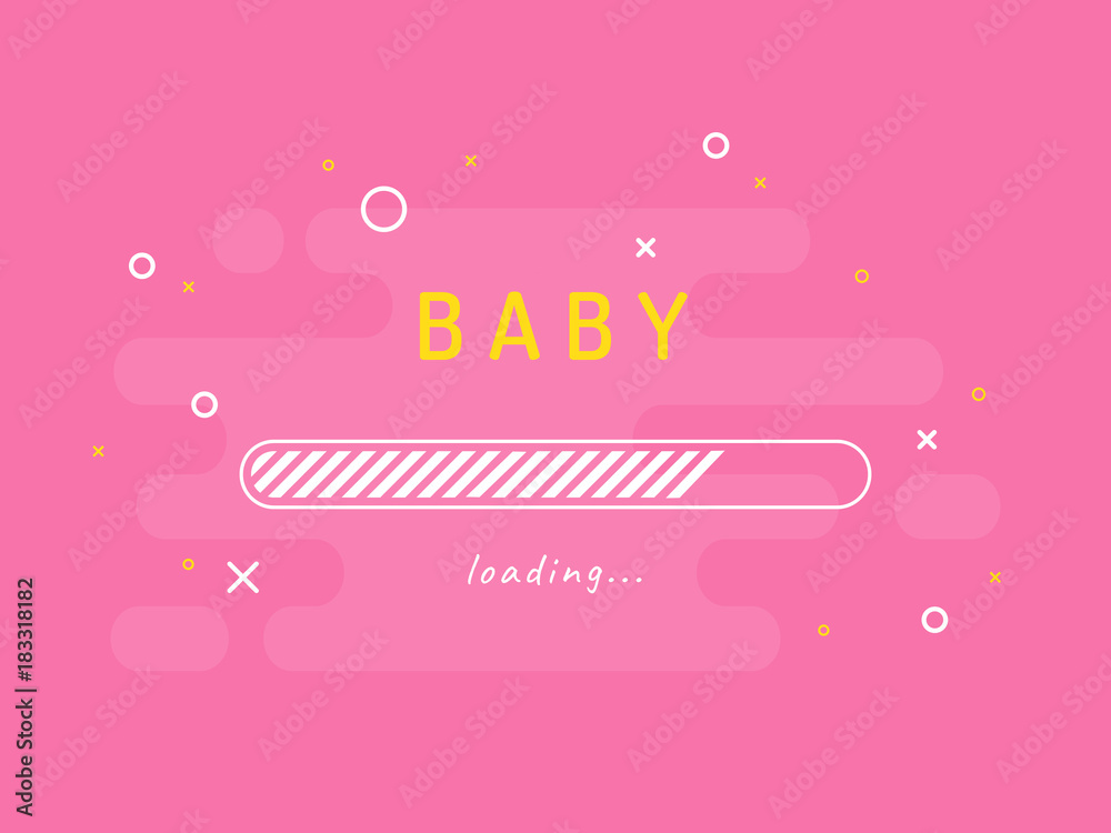 Baby loading - vector illustration. Pink background. Stock Vector ...