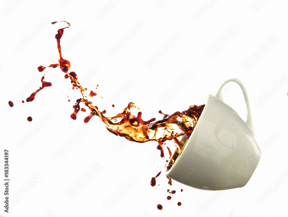 Coffee splashing from a cup isolated on white background Stock Photo ...