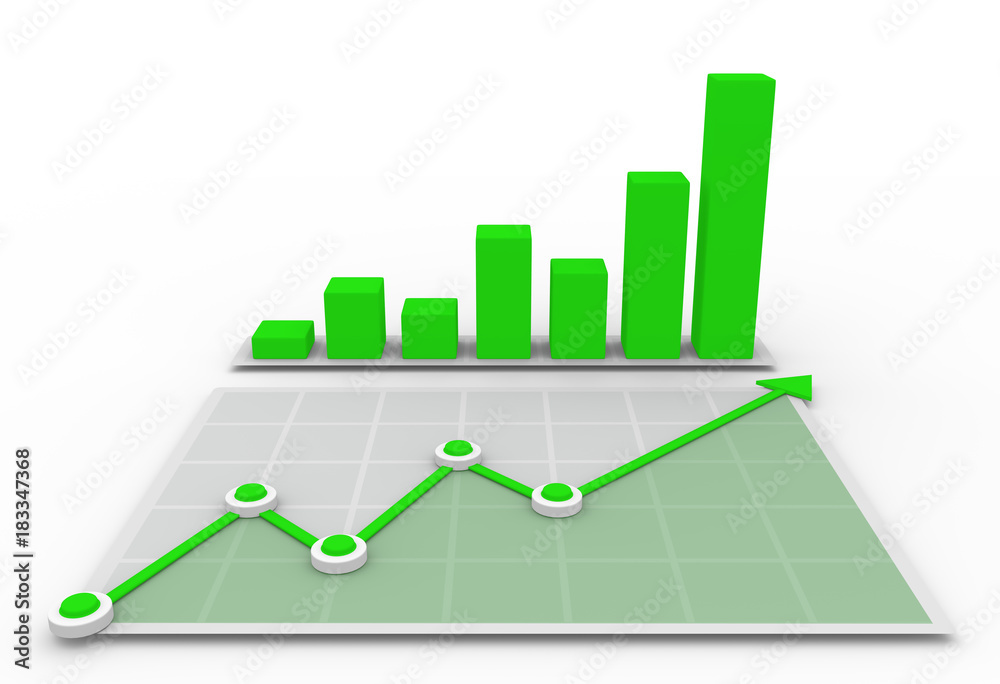 3D graph and diagram going up Stock Illustration | Adobe Stock
