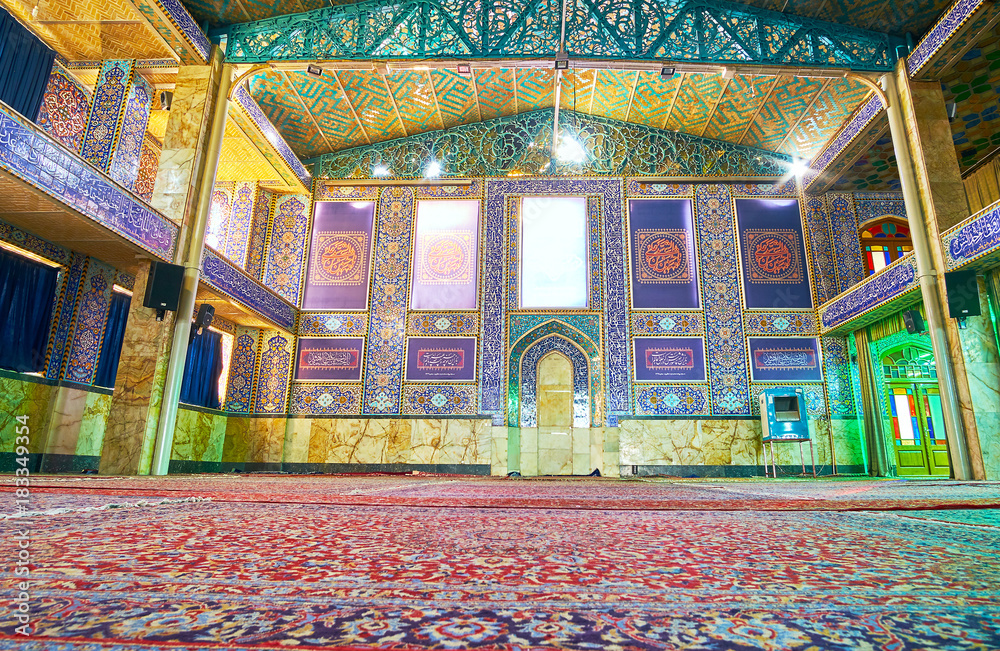Prayer hall of Hazayer Mosque in Yazd Stock Photo | Adobe Stock