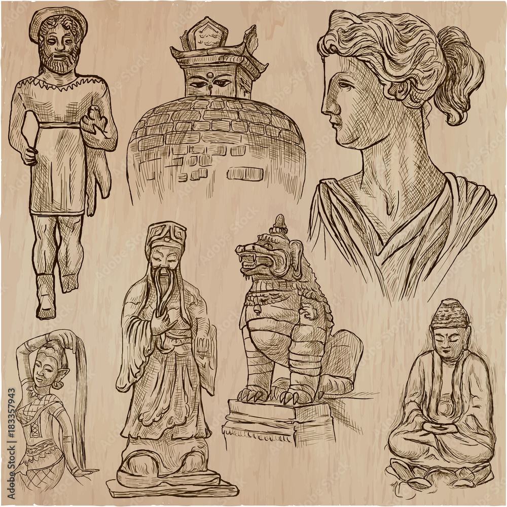 old and native art, artworks - an hand drawn vector pack, freehand ...