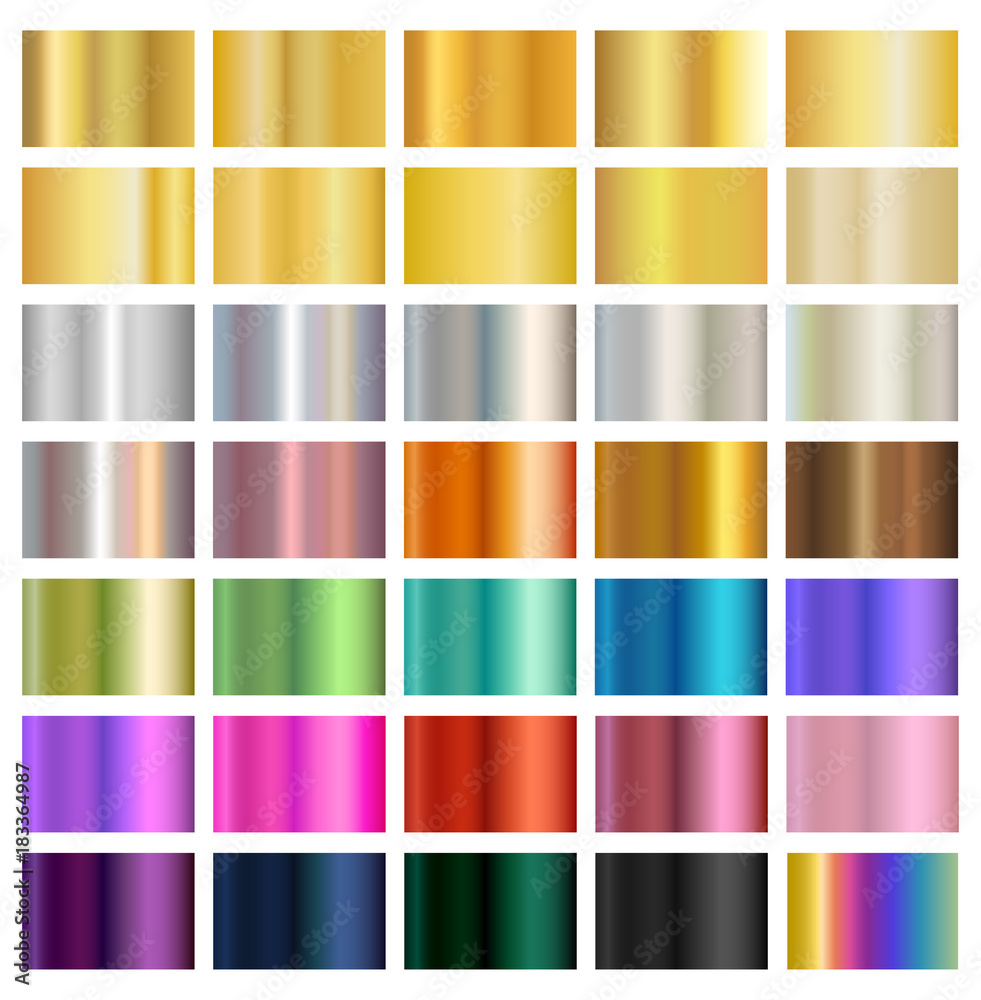 Multicolored metallic gradient backgrounds, metals, silver, gold ...