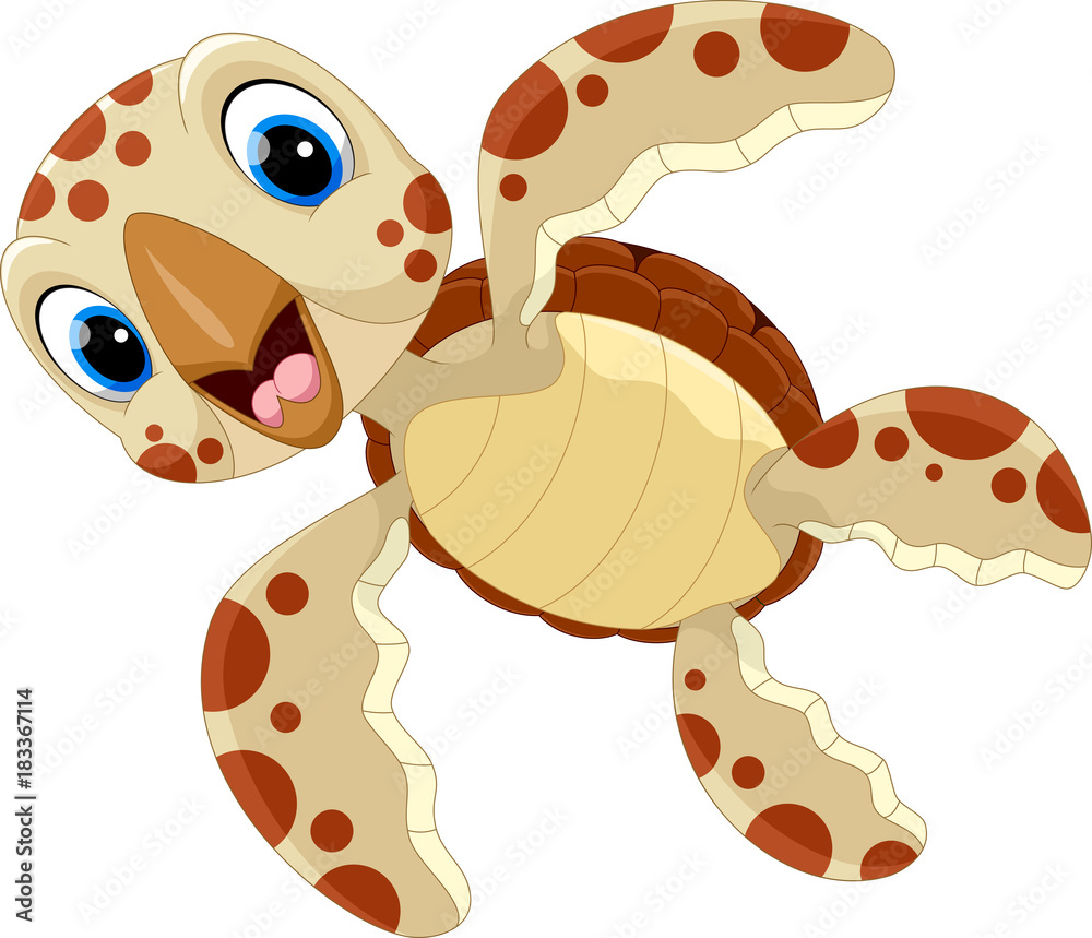 Vector illustration of cute turtle cartoon isolated on white background ...