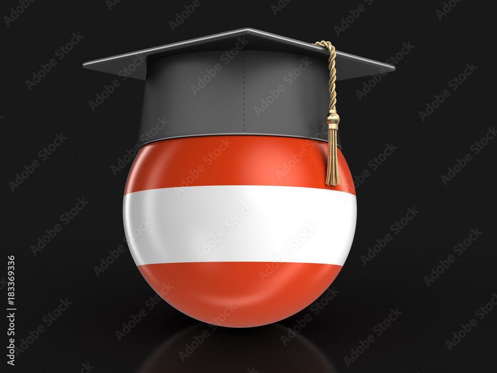 Graduation cap and Austrian flag. Image with clipping path Stock Photo ...