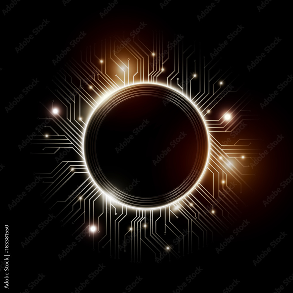 Microchip designs, CPU. Information communication technology elements ...