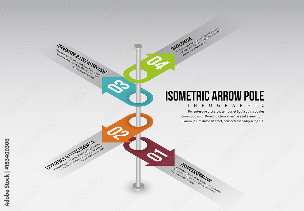 Isometric Arrow Pole Infographic Stock Template | Adobe Stock