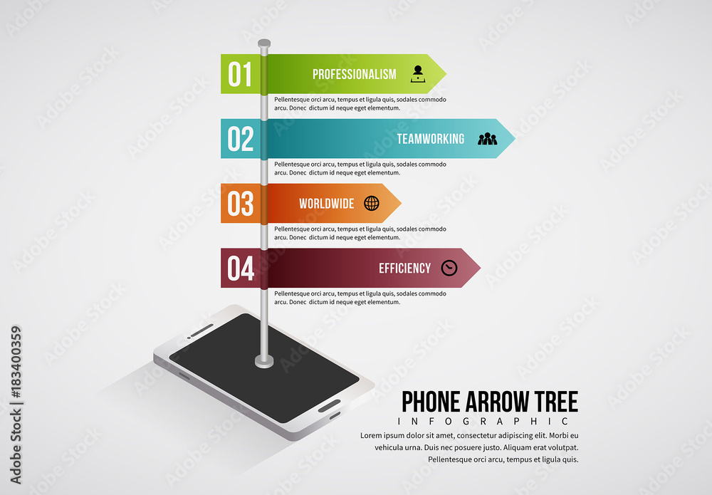 Mobile Phone Arrow Tree Infographic Stock Template | Adobe Stock