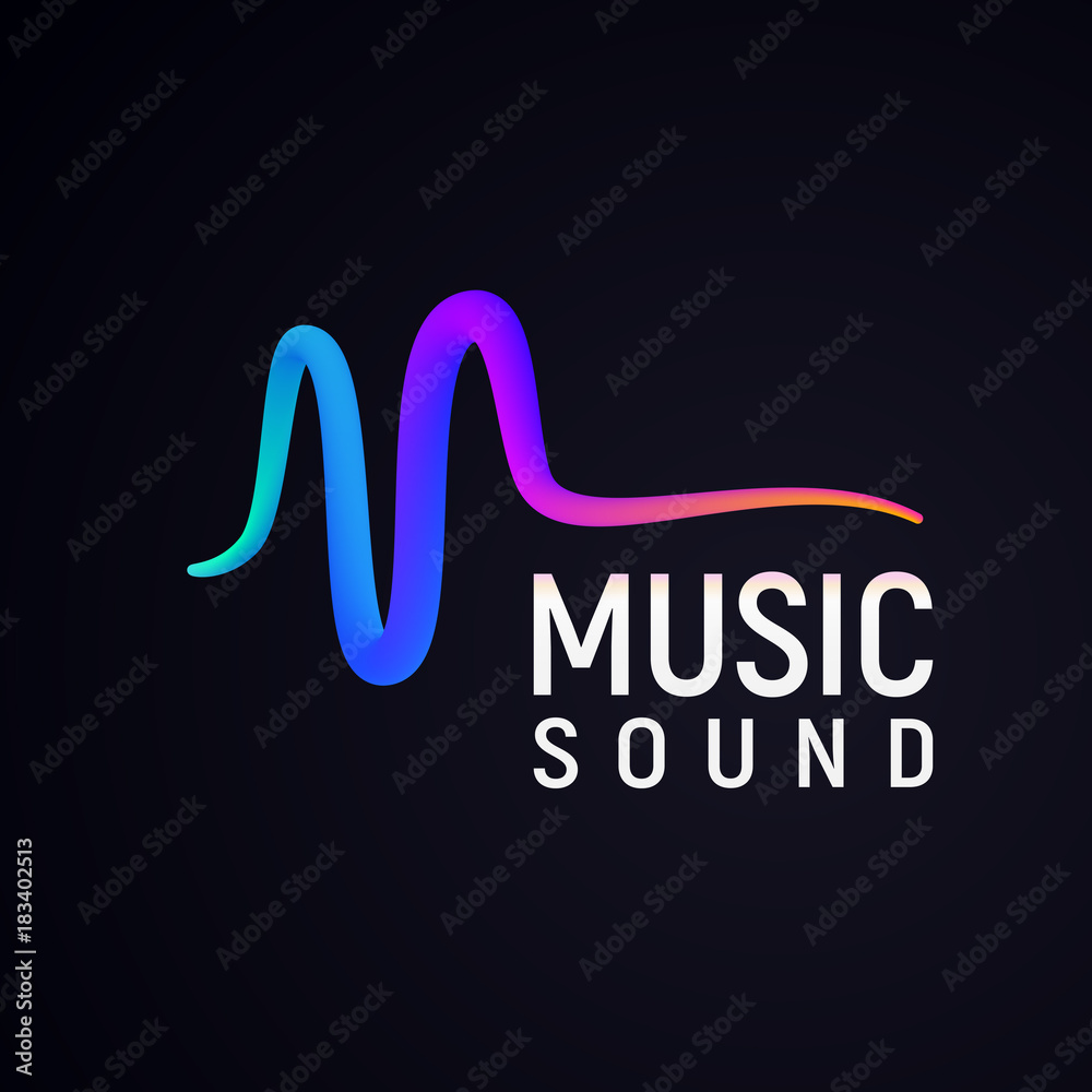 Stylised sound wave isolated logo. Abstract pulse vector illustration ...