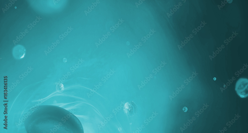 yellow molecules on a colorful abstract background with floating ...