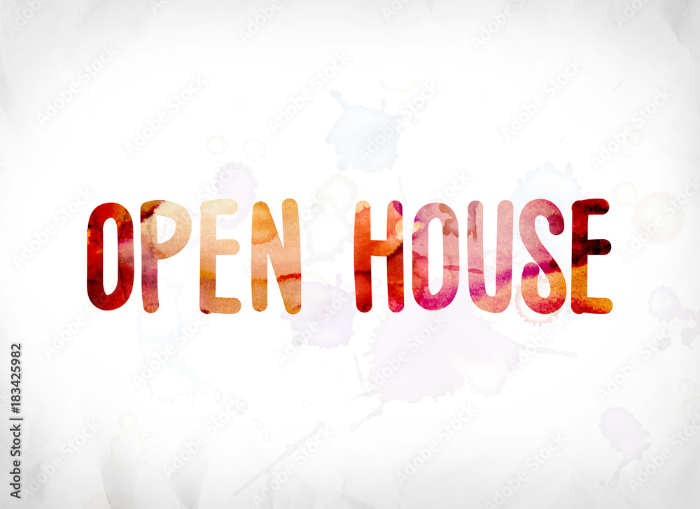 Open House Concept Painted Watercolor Word Art Stock Illustration ...