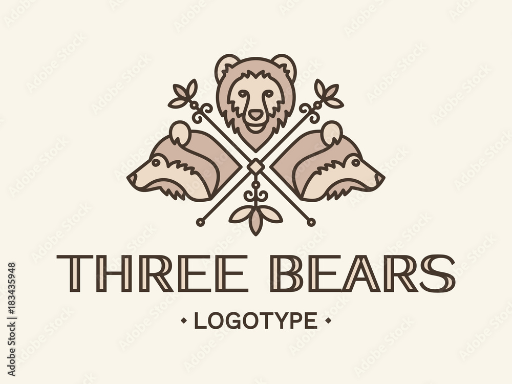Three bears logo design - vector emblem, illustration Stock Vector ...