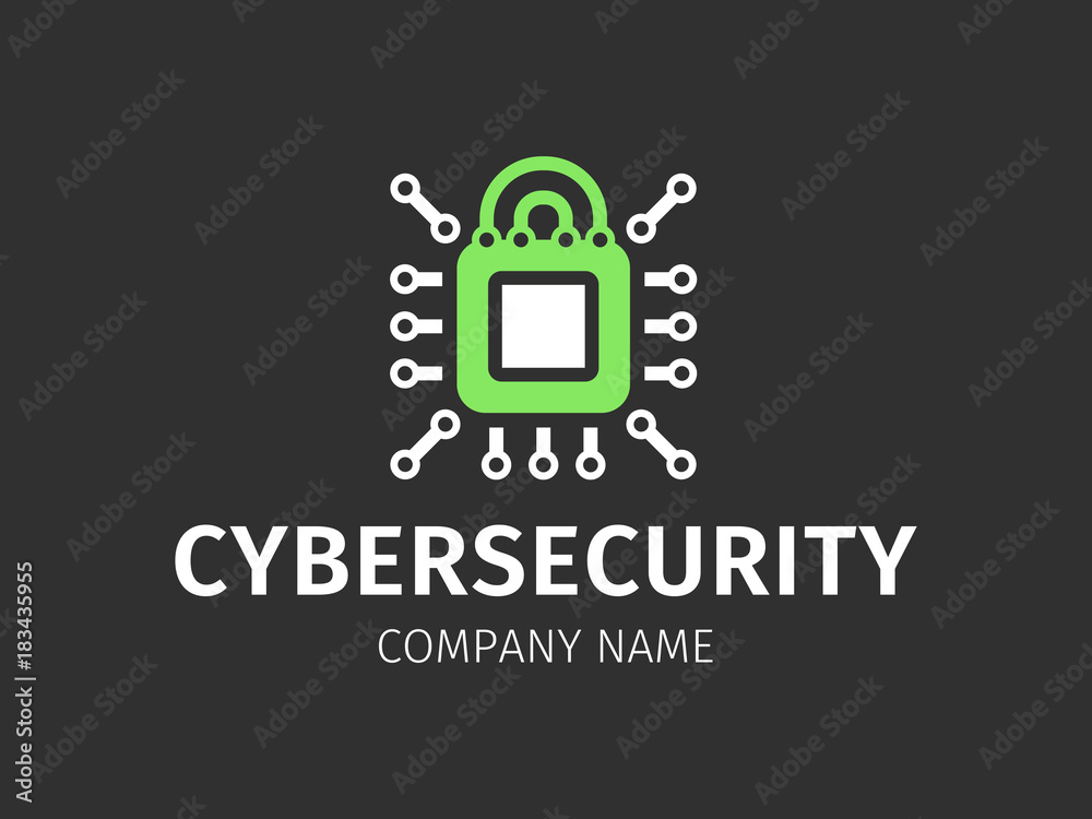 Cybersecurity - logo, icon on black background Stock Vector | Adobe Stock