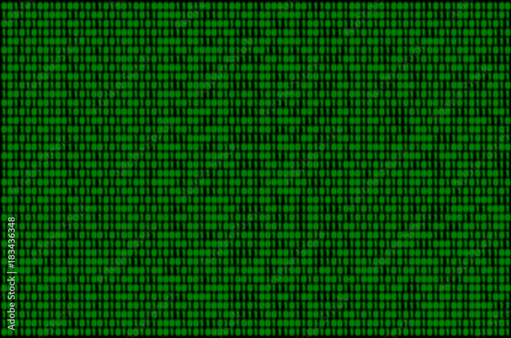 Image of a blurry binary code composed of a set of green numbers on a black background Stock ...