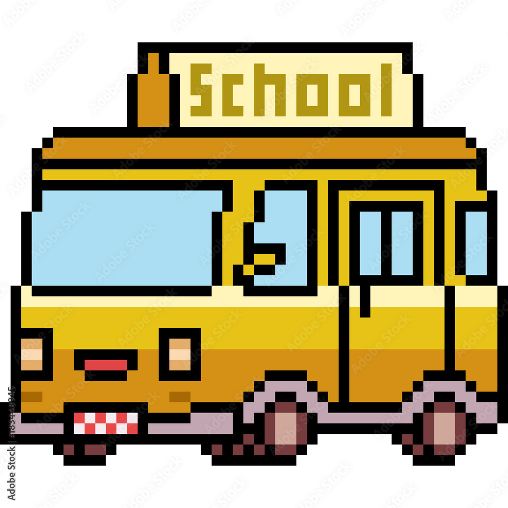 vector pixel art van school Stock Vector | Adobe Stock