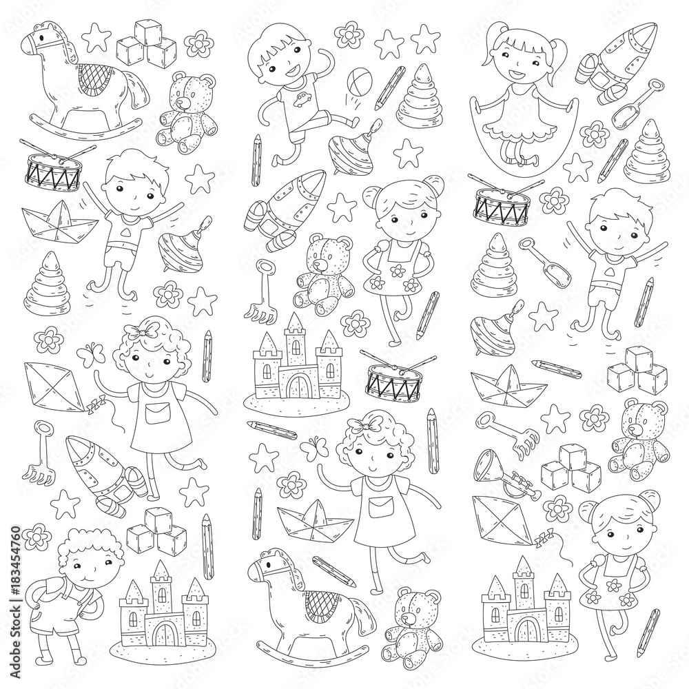 Kindergarten Nursery Preschool School education with children Doodle ...