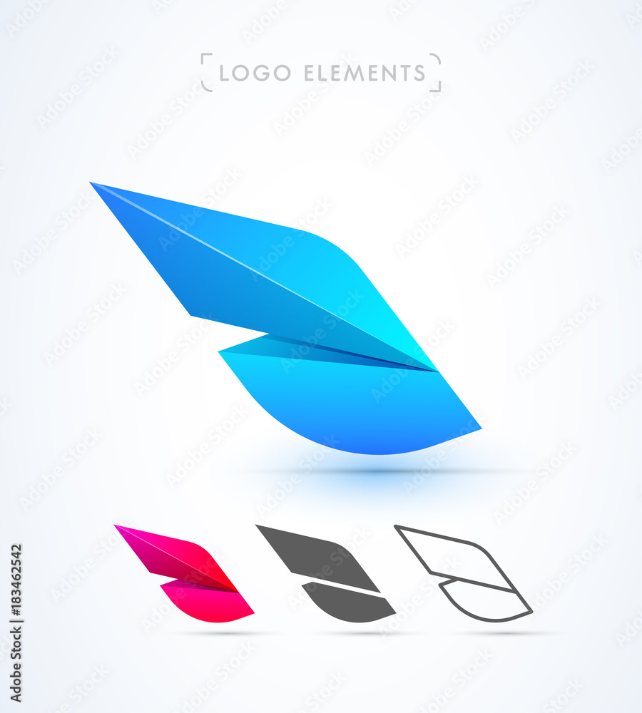 Abstract vector 3d abstract wing flying logo icons for company identity ...