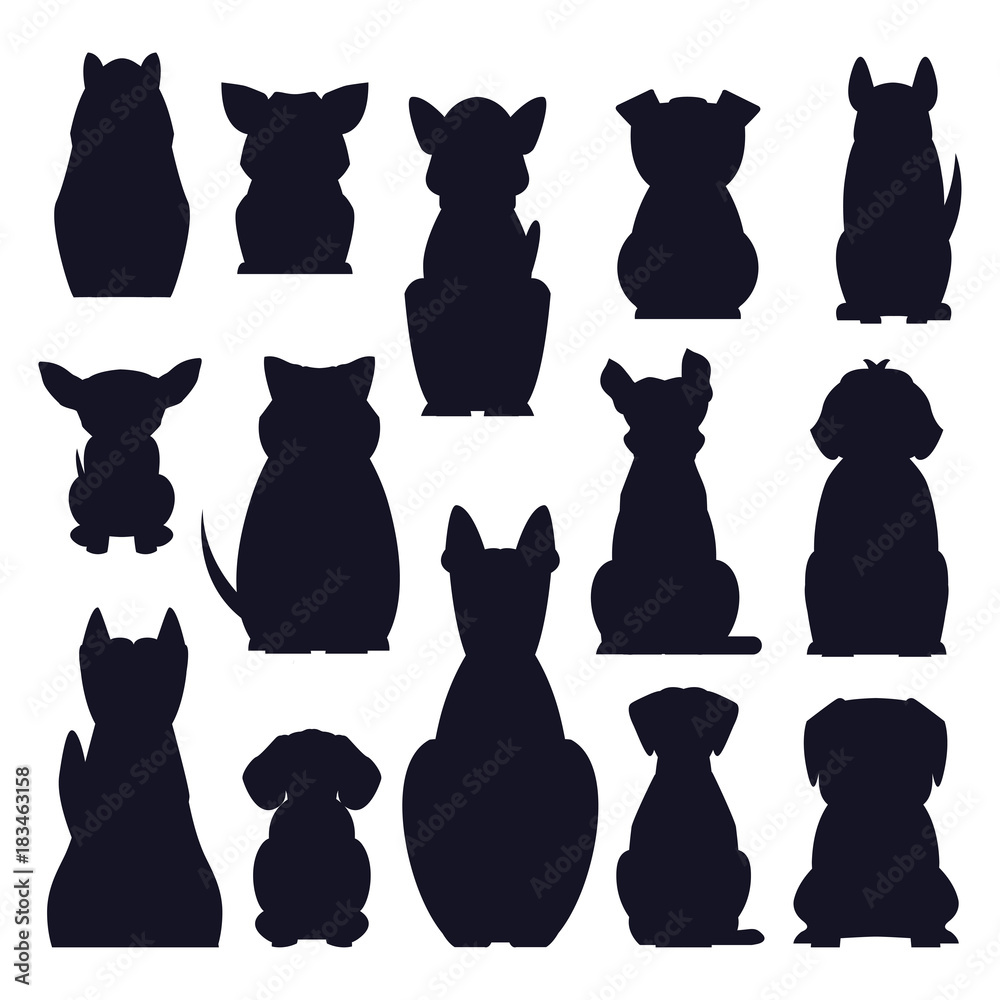 Cartoon Dog Breed Isolated Illustration Silhouette Stock Vector | Adobe ...