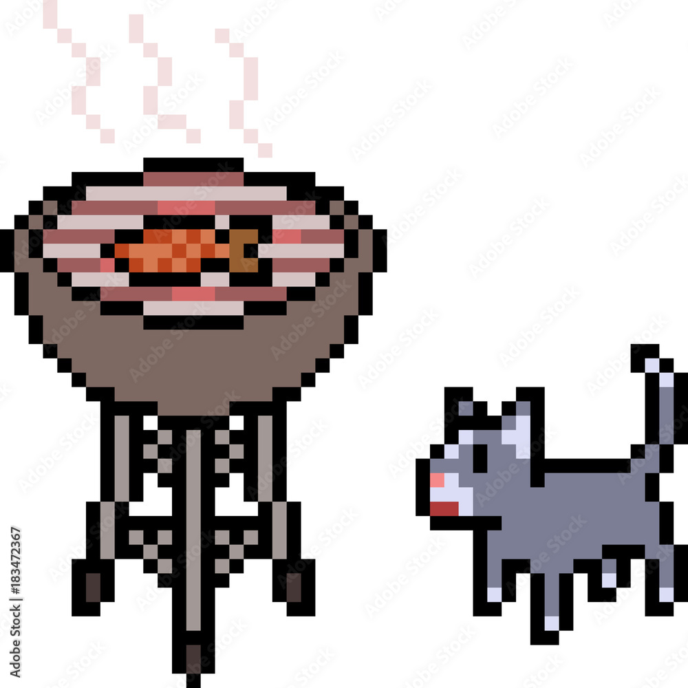 vector pixel art grill food Stock Vector | Adobe Stock