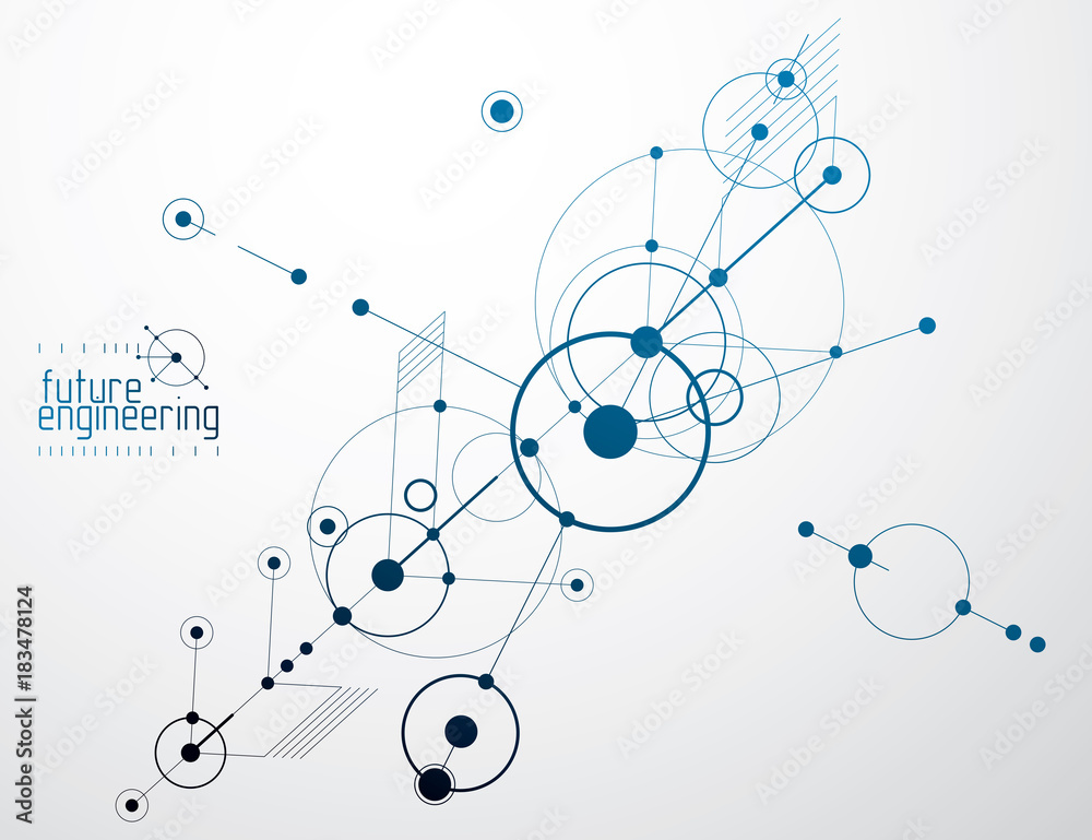 Technical plan, abstract engineering draft for use in graphic and web ...