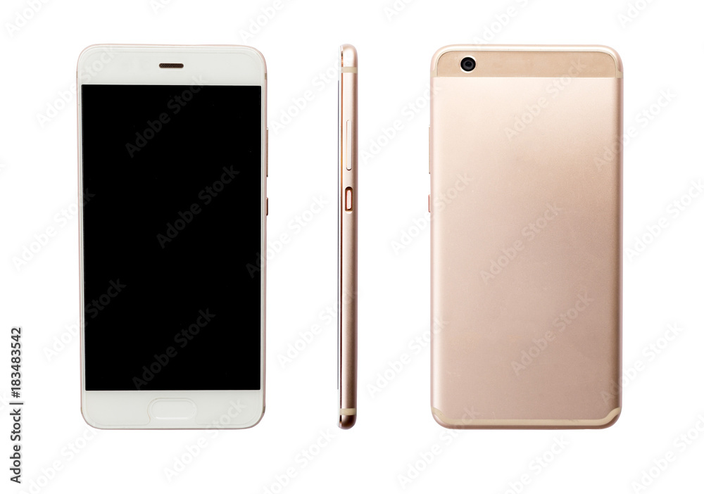 White Smartphone isolated on white background. Mock up smartphone front ...