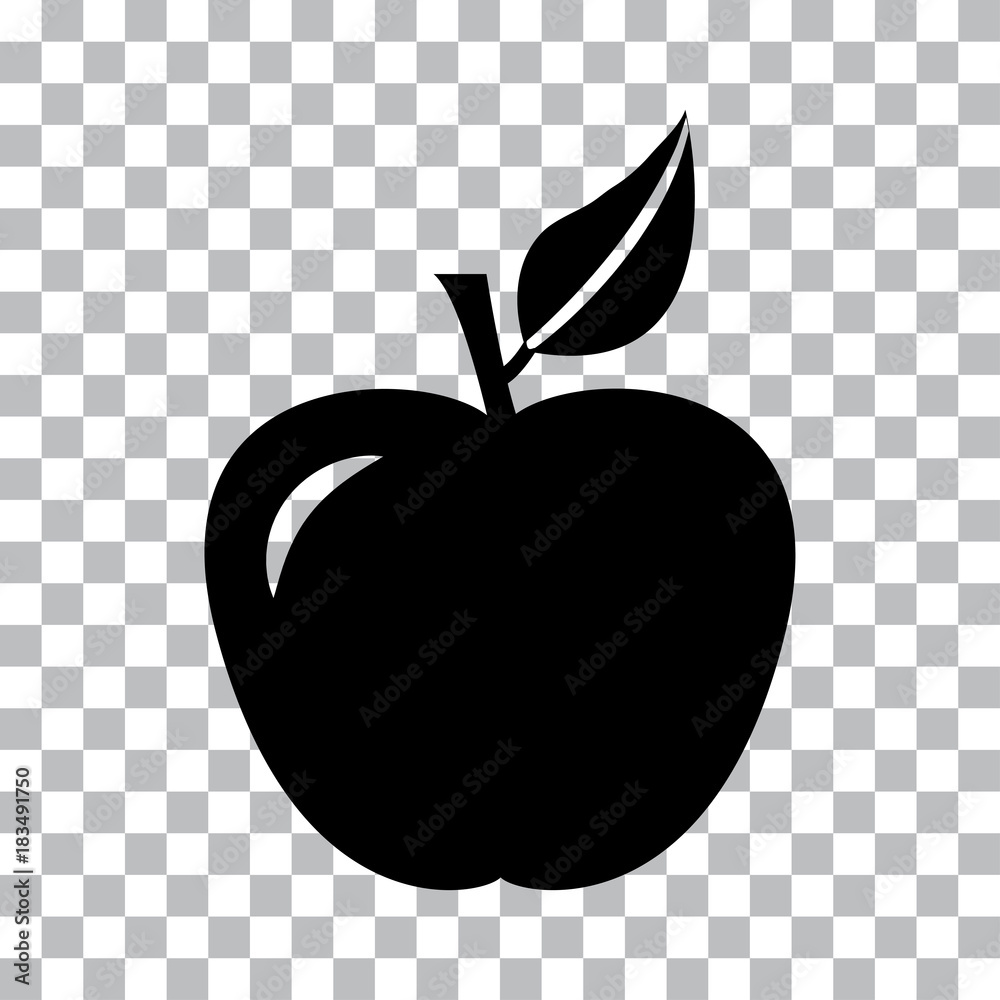 Black apple icon on transparent background. Vector illustration Stock ...