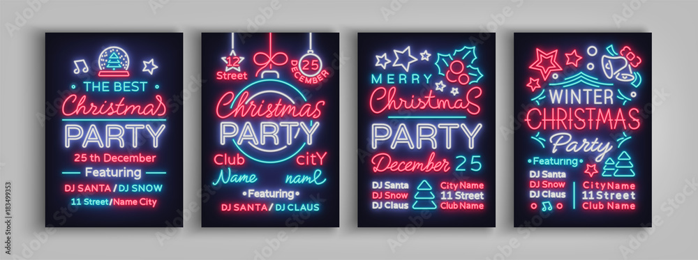 Christmas party collection of invitation templates, brochures, posters ...