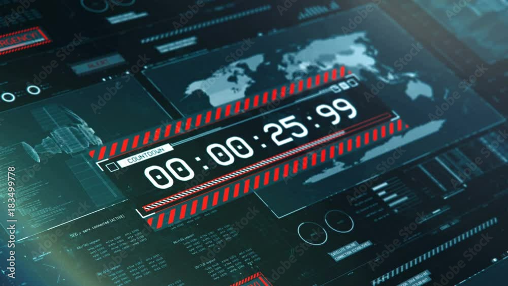 Red countdown message on screen, satellite control center hacked ...
