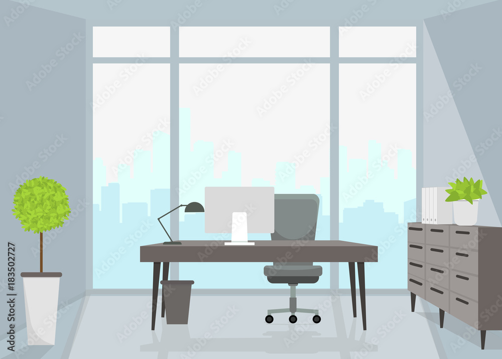Office interior. Vector illustration. Stock Vector | Adobe Stock