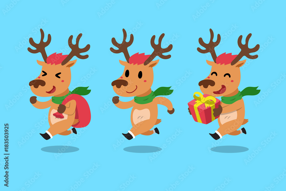 Vector set of cartoon reindeer Stock Vector | Adobe Stock