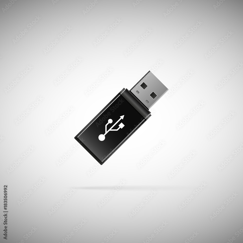 USB flash Icon in trendy flat style isolated on grey background, for ...