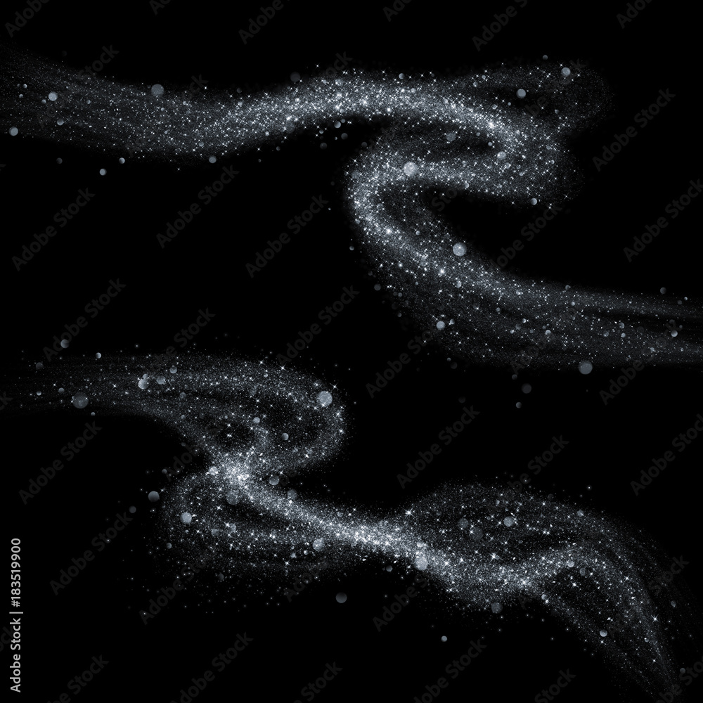 Glittering silver smoke tail or heat haze wave with glitter texture ...