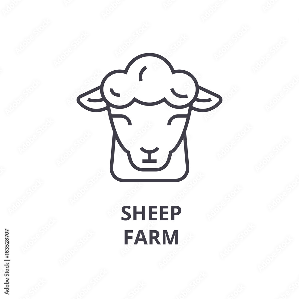 sheep farm line icon, outline sign, linear symbol, flat vector ...
