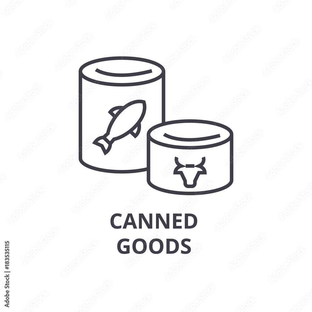 canned goods line icon, outline sign, linear symbol, flat vector ...